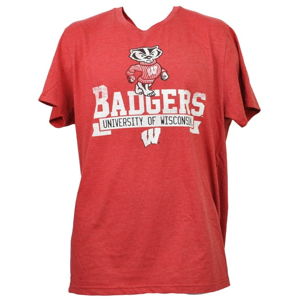 NCAA Wisconsin Badgers Red Short Sleeve Mens Adults Tshirt Tee ...