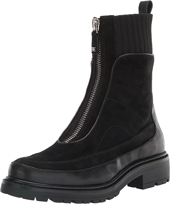 Sam Edelman Leone Black Chunky Block Heel Closed Toe Zipper Combat ...