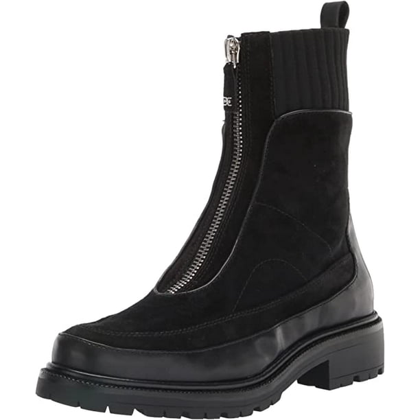 Sam Edelman Leone Black Chunky Block Heel Closed Toe Zipper Combat ...