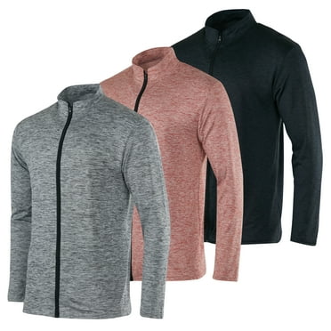 Real Essentials 3 Pack: Men's Dry-Fit Active Quarter Zip Long Sleeve ...