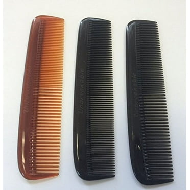 Professional Quality 5" Heavy Duty Pocket Comb, Unbreakable, Black, 4 ...