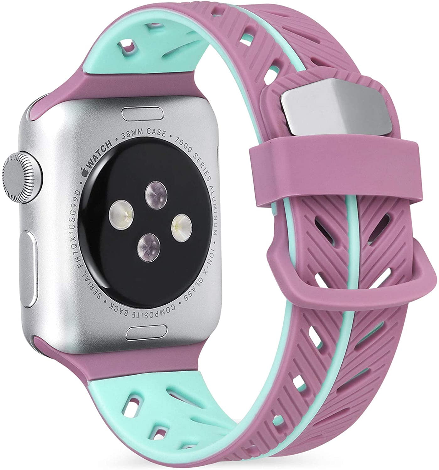 iWatch Bands Two-Tone Soft Silicone Sports Replacement Wrist Strap ...