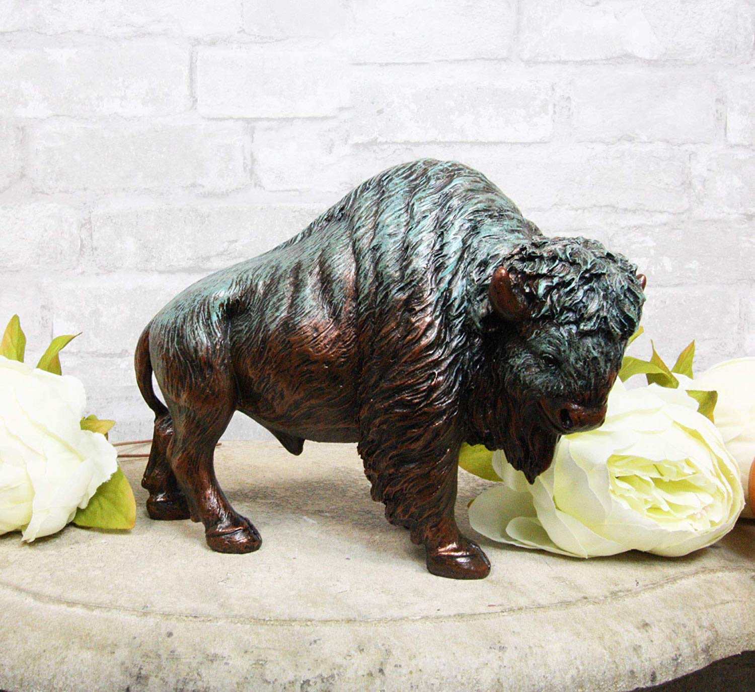 Ebros Gift Bison Buffalo Decorative Resin Figurine Finished in Green ...