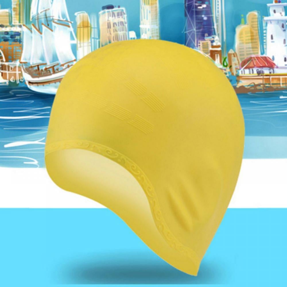 Swimming Caps Women Silicone Waterproof Long Hair Ear Protect Hat Adult ...