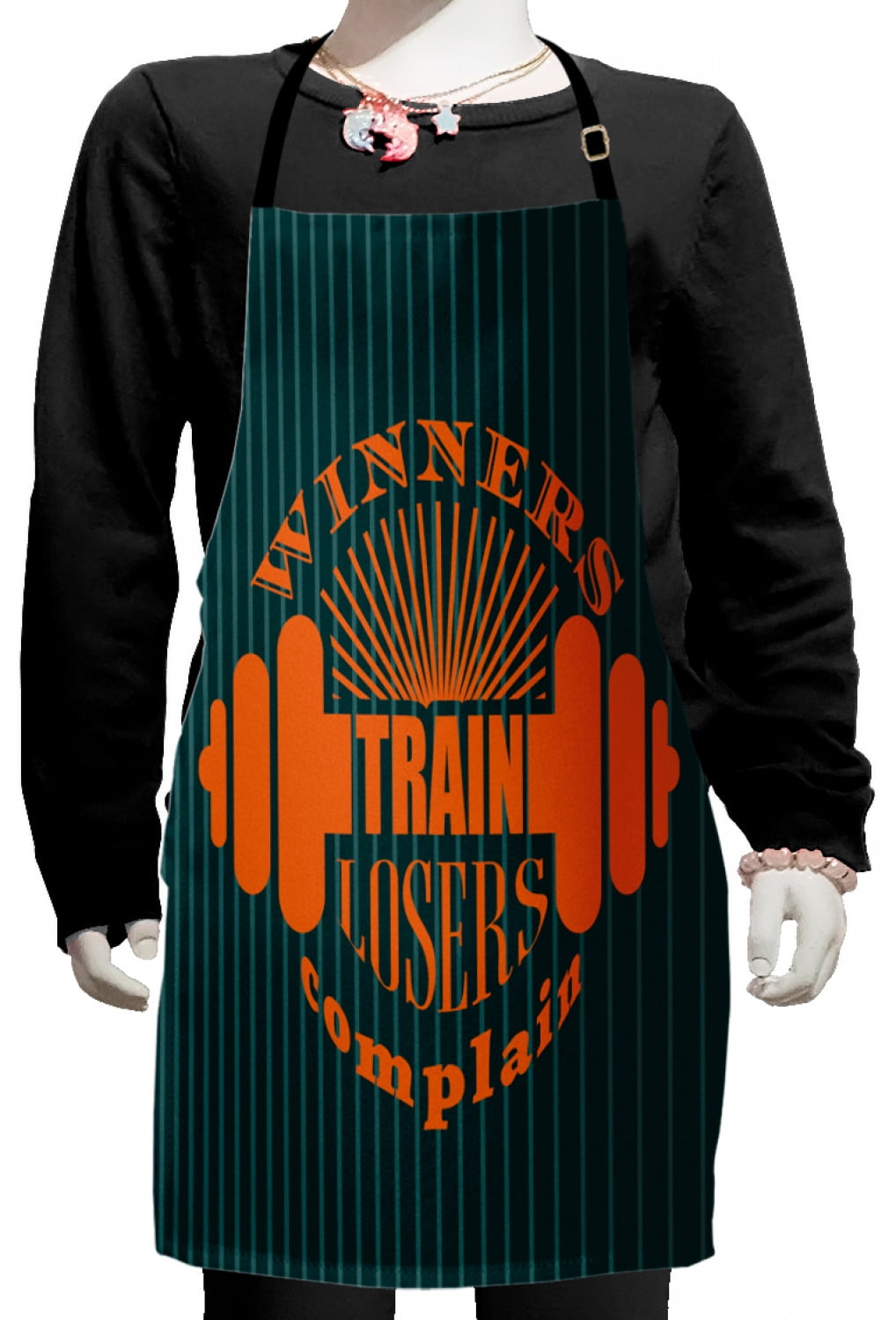 Fitness Kids Apron, Winners Train Losers Complain Words Design Dumbbell ...