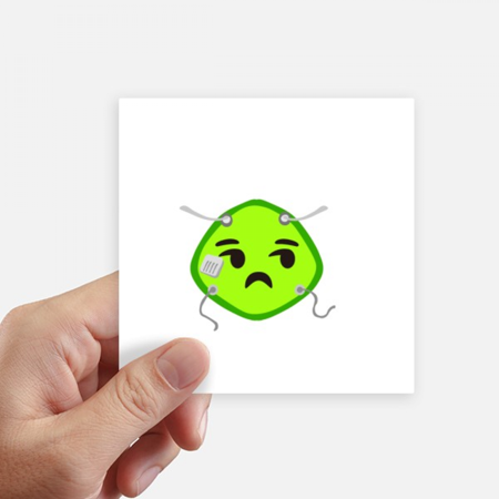 Green Squint Smail Head Expression Sticker Square Waterproof Stickers ...