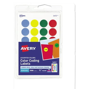 Avery Removable Print or Write Color Coding Labels, Assorted Colors, 1 ...