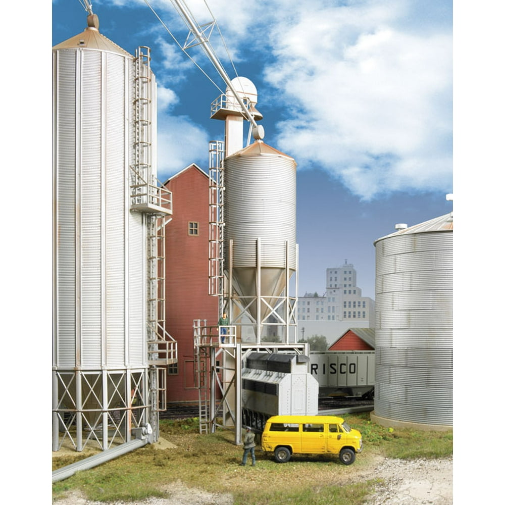 Walthers Cornerstone HO Scale Building/Structure Kit Grain Surge Bin ...