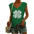Moshu St Patricks Day Womens T Shirts Basic V Neck Tops For Women Cap Sleeve Loose Tank Tops