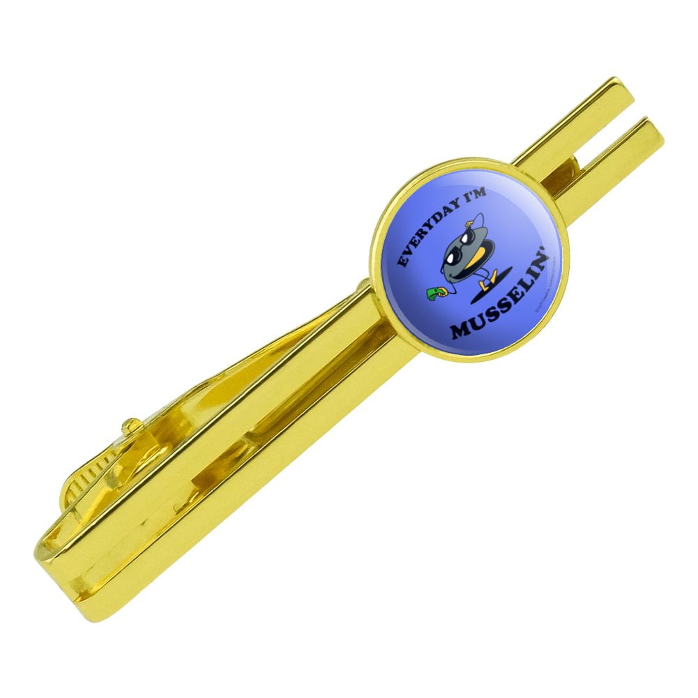 Everyday I'm Musselin' Mussel Hustling Funny Humor Round Tie Bar Clip ...