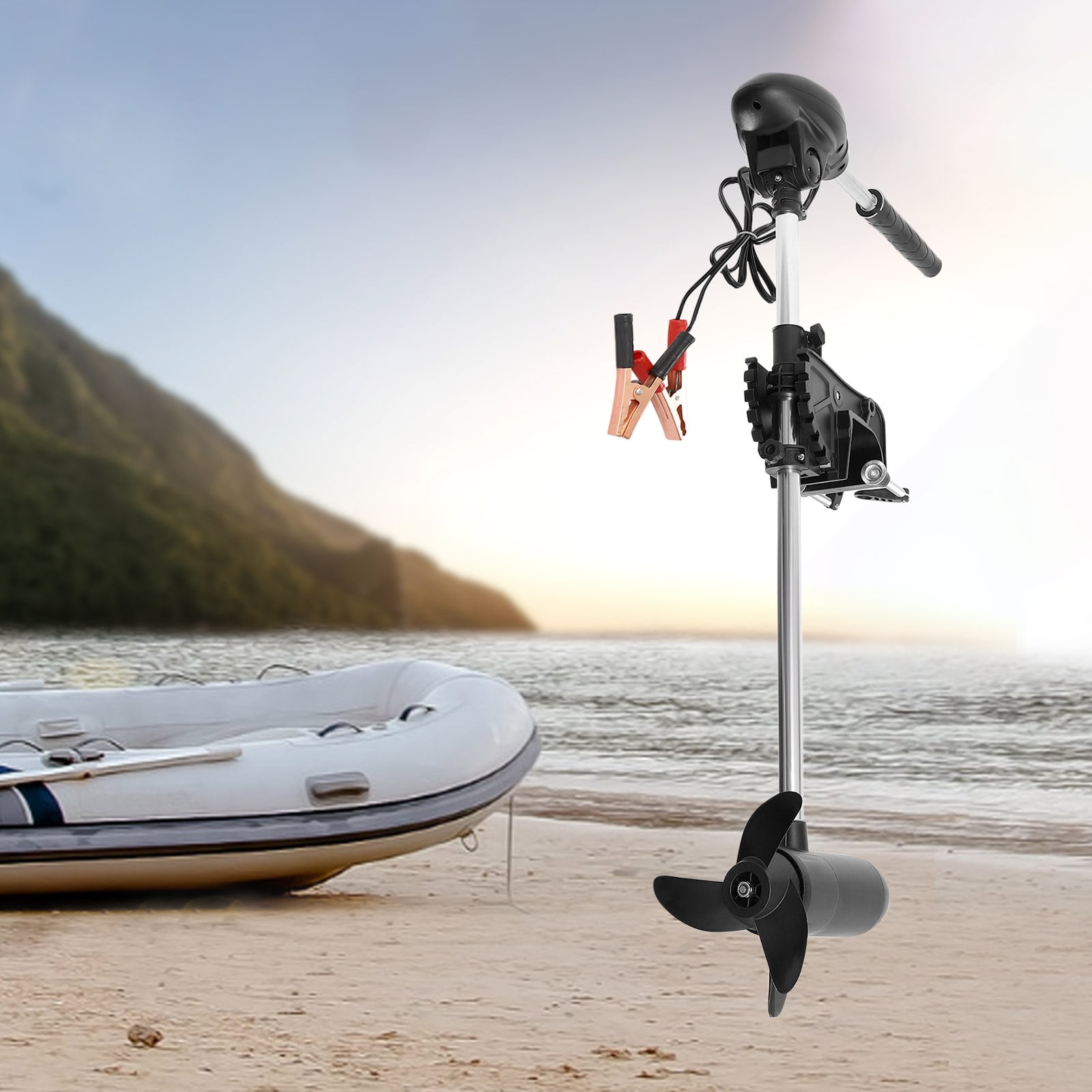 12V 60lb Electric Trolling Motor w/LED Battery Indicator Thrust Transom ...