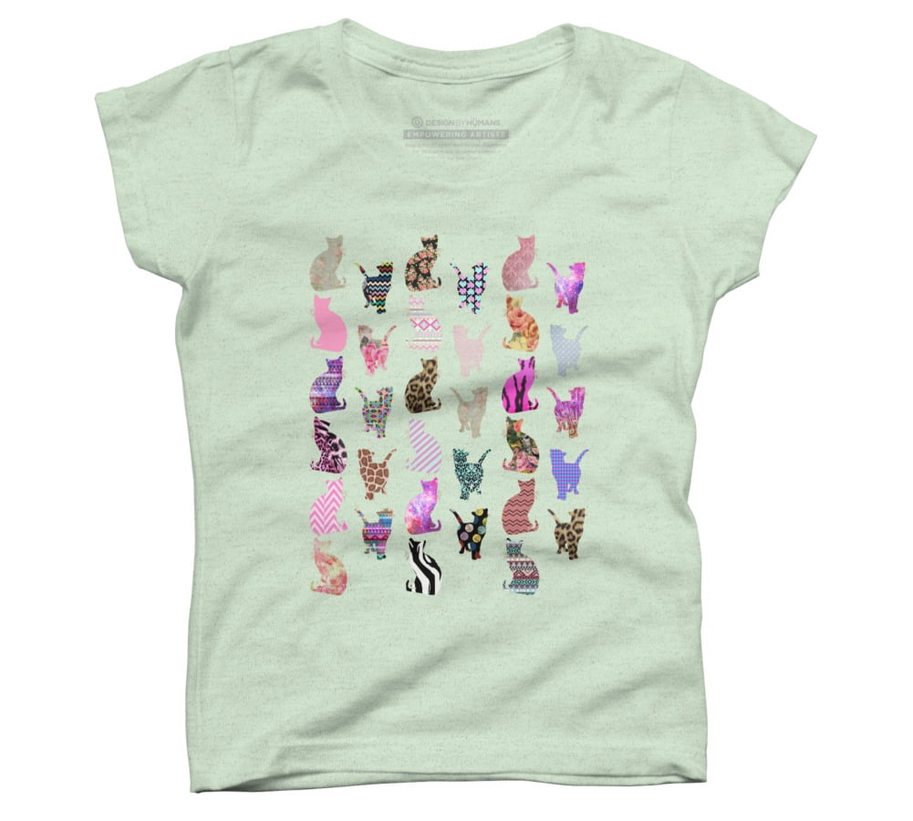 Girly Whimsical Cats aztec floral stripes pattern Girls Mint Green ...