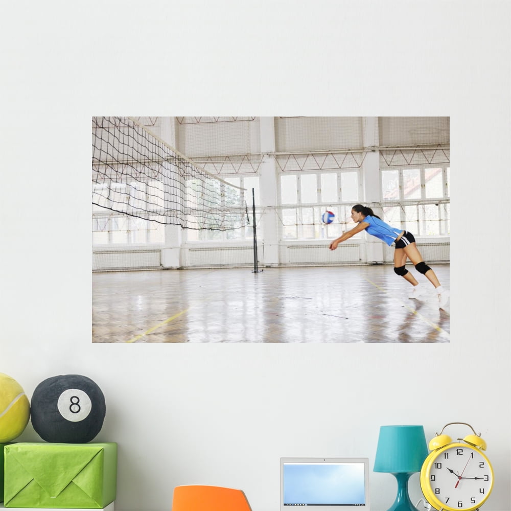 Girls Playing Volleyball Indoor Wall Mural by Wallmonkeys Peel and ...