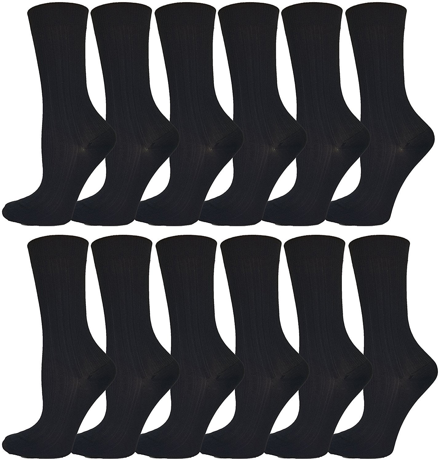 Mens Dress Socks, 12 Pairs, Comfort Soft Stretchy Crew Sock, Ribbed ...