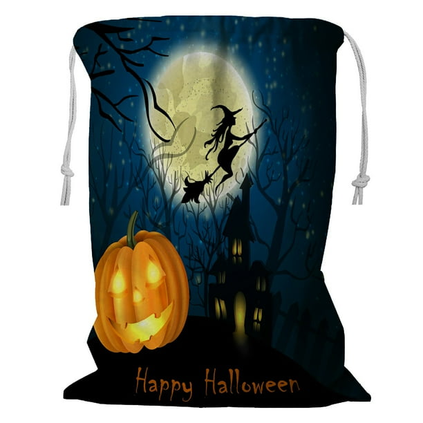 HATIART Halloween Witch Full Moon Storage Basket Laundry Bag with ...