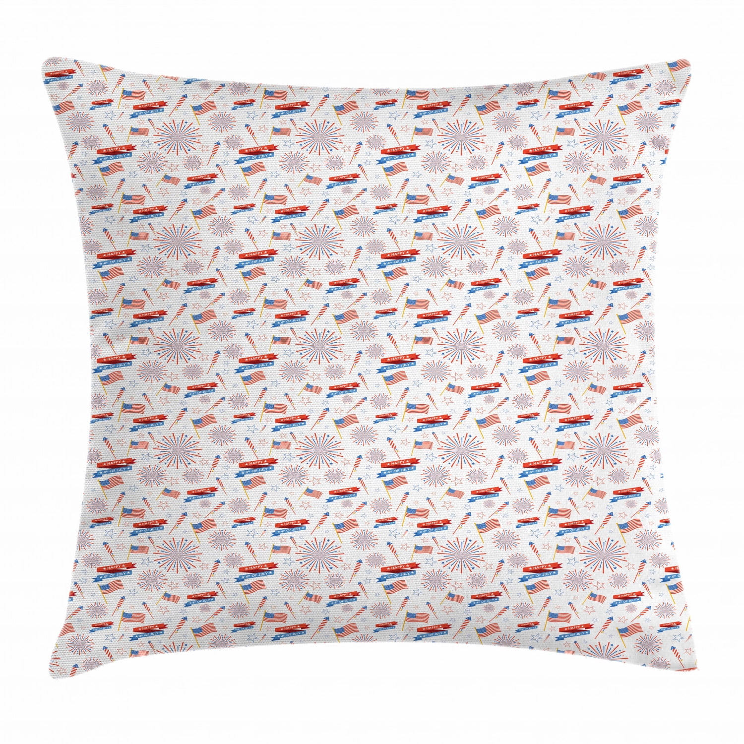 4th of July Throw Pillow Cushion Cover, Patriotic Festive July Holiday ...