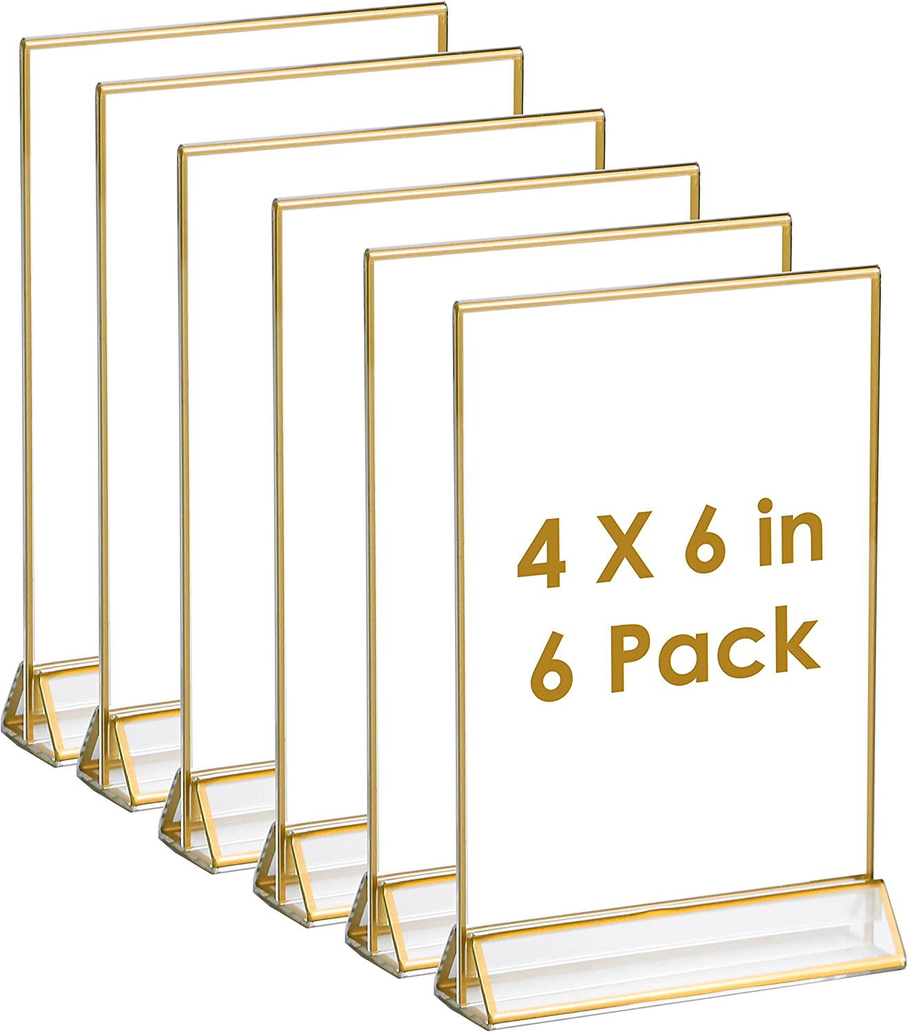 UNIQOOO Acrylic Sign Holders with Golden Border, Portrait View, Pack of ...