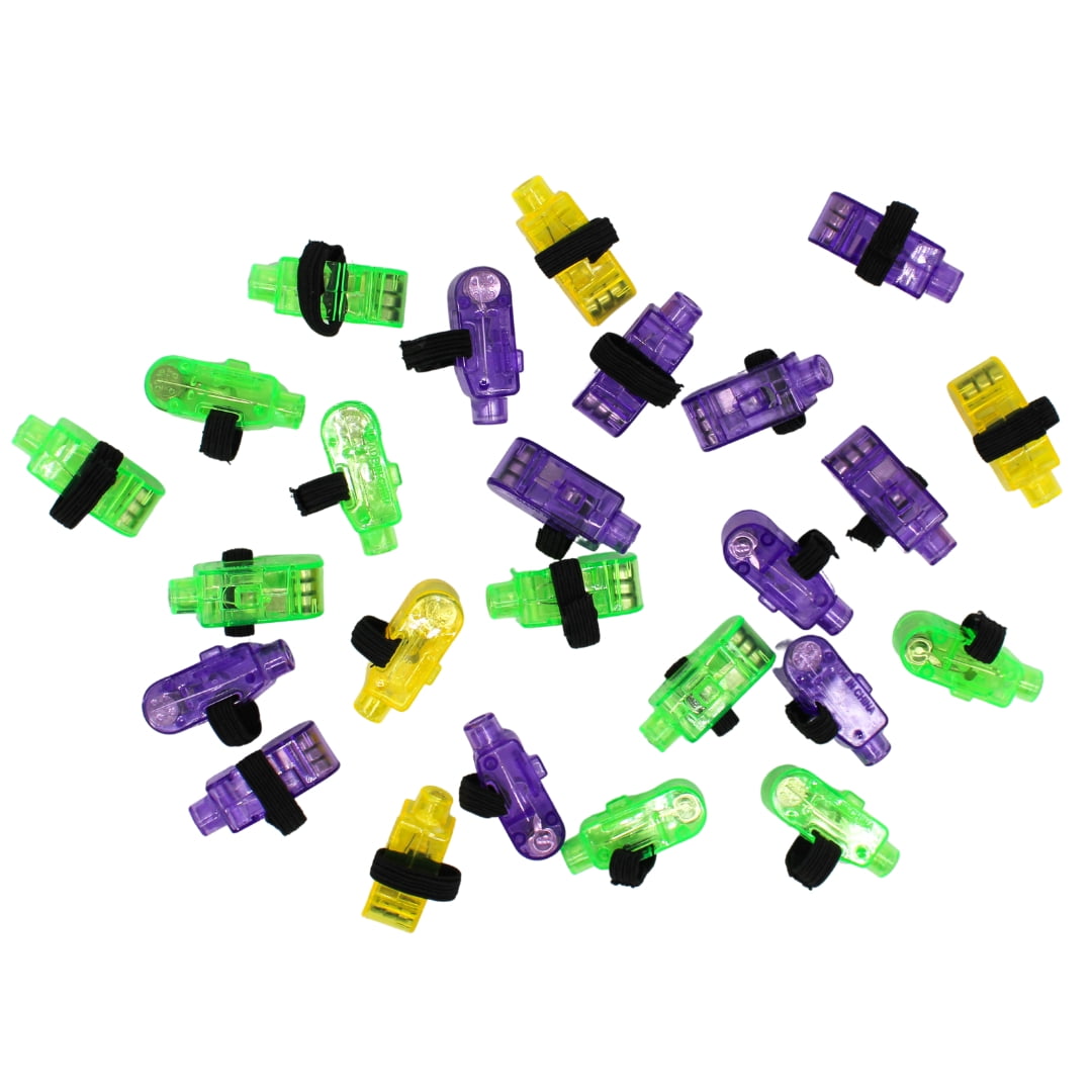 Purple, Green and Yellow LED Finger Lights - Assorted (Pack of 25 ...