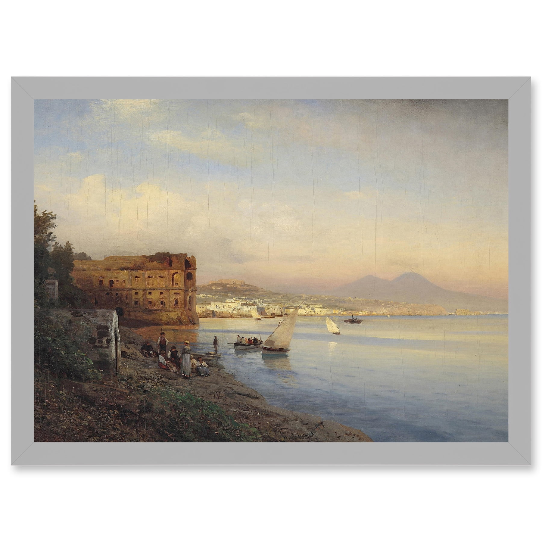 Painting Seascape City Flamm Bay Naples Queen Palace Artwork Framed ...
