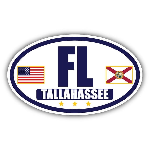 Flag of Florida / American Flag Oval 3M Vinyl Bumper Sticker Decal ...