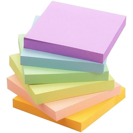 Pop Up Sticky Notes 3x3 Refills Self-Stick Notes 6 Pads, 6 Pastel Color ...