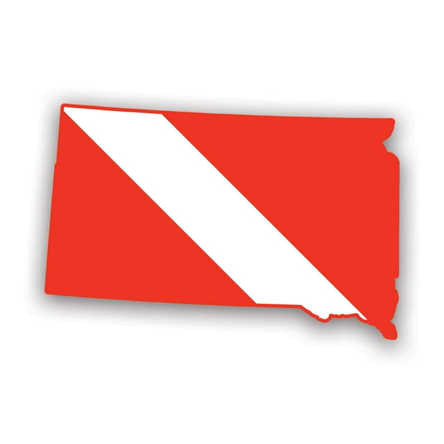 South Dakota State Shaped Diver Down Flag Sticker Decal - Self Adhesive Vinyl - Weatherproof ...