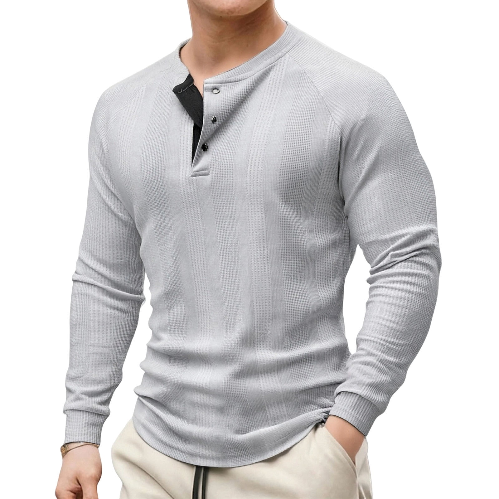 Click here for Kalauyu Mens Henley Long Sleeve Tee Shirts Crew Ne... prices