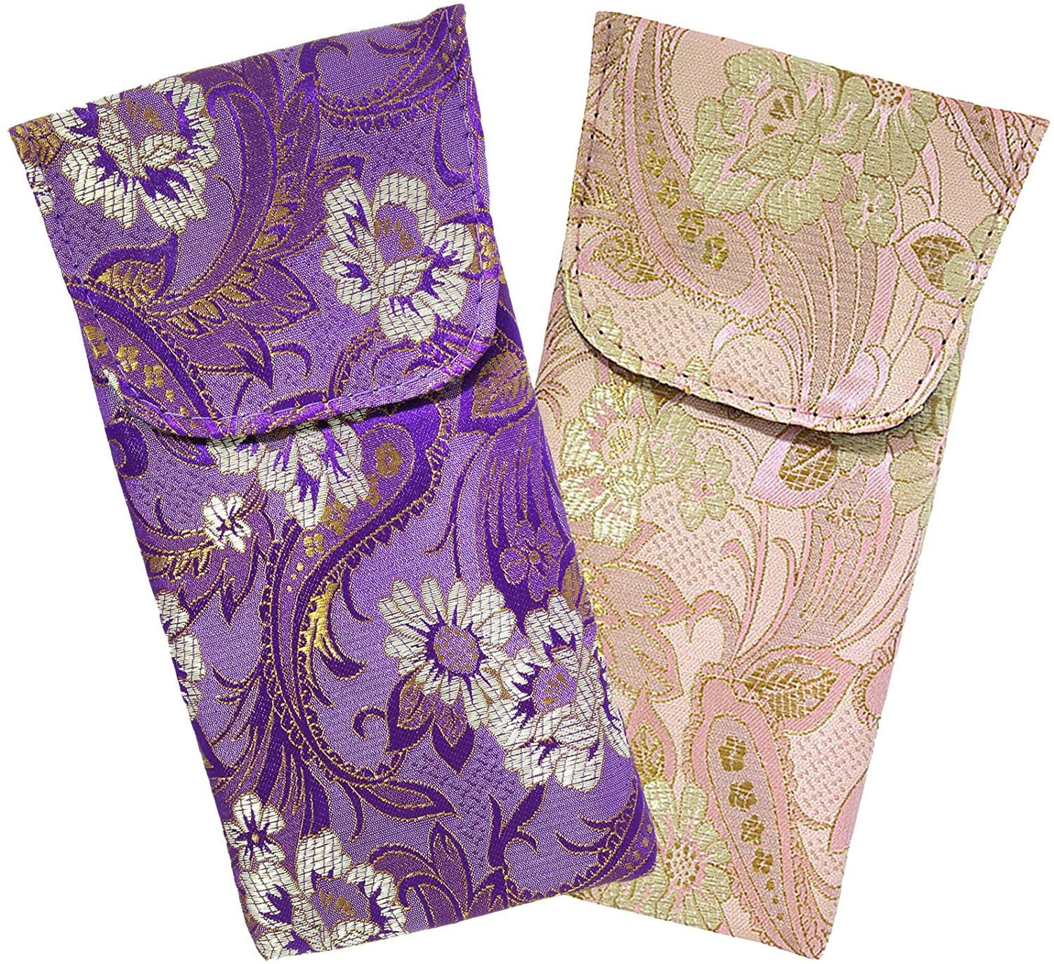 2 Pack Floral Eyeglass Case Top Closure, Slip In Eyeglass Case Soft ...