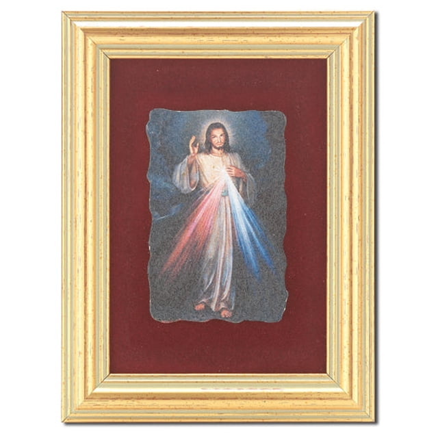 Divine Mercy Picture Framed Wall Art Decor Small, Classic Antique Gold ...