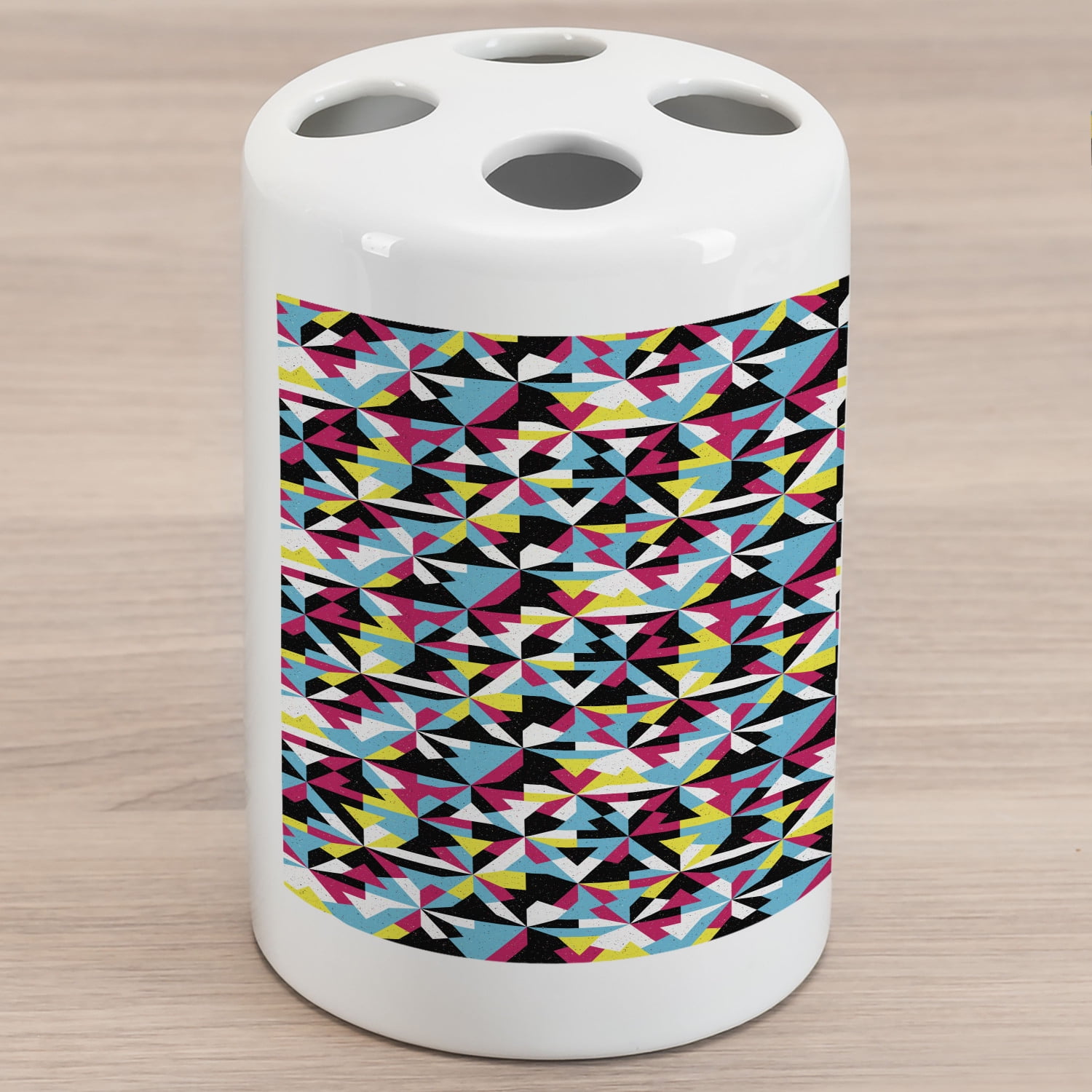 Retro Ceramic Toothbrush Holder, Abstract Grunge Design with Angular ...