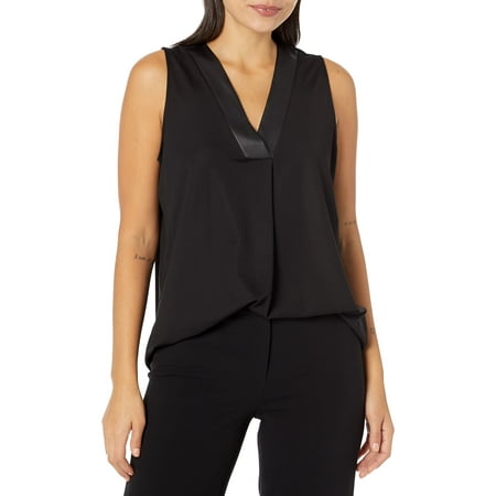 Anne Klein Women's Harmony Knit Pleat Front Shell W/PLEATH, Asphalt ...
