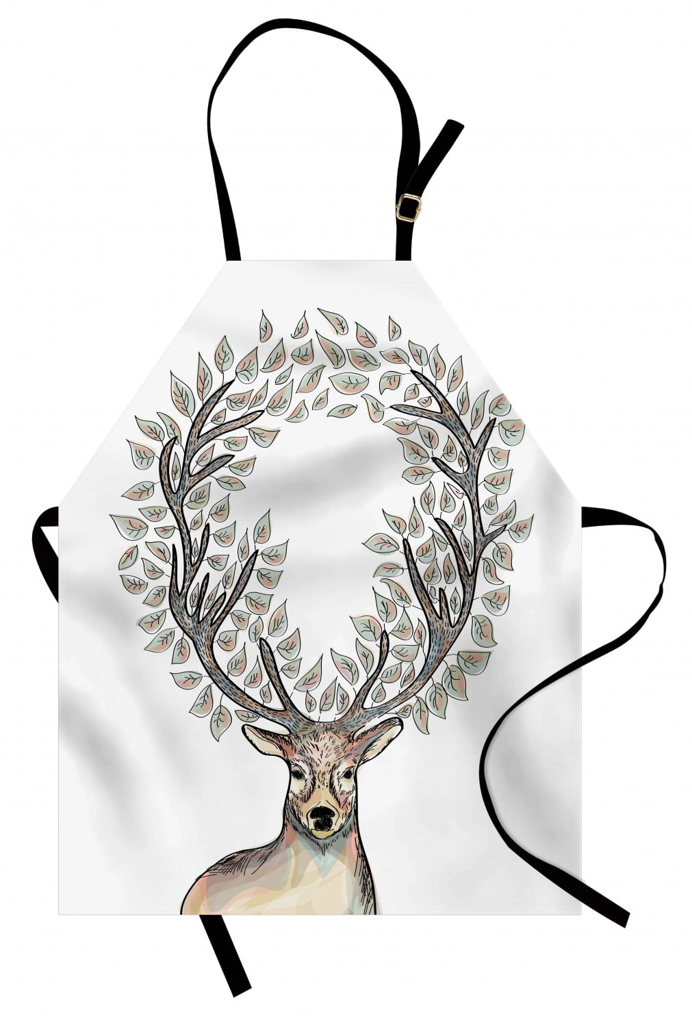 Deer Apron Hipster Reindeer with Floral Horns Mythical Creature Pastel ...