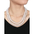9 10mm Freshwater Cultured Pearl Sterling Silver Double Strand Necklace