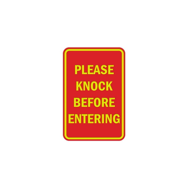 Portrait Round Please Knock Before Entering Sign (Red/Yellow) - Medium ...