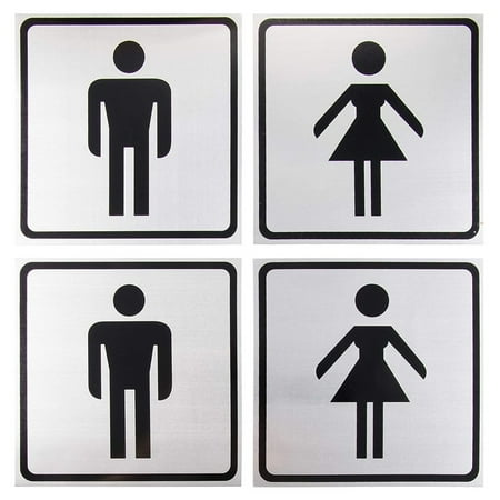 Bathroom Signs - 4-Pack Metal Restroom Aluminum Signs for Men and Women ...