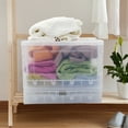 Qskely 4-Pack Foldable Clear Plastic Storage Crate with Handle, 30 L ...