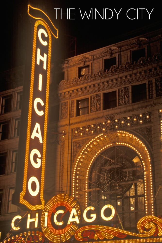 Chicago, Illinois, The Windy City, Chicago Theatre (36x54 Giclee ...