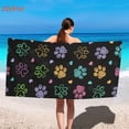 1PC "Rainbow Footprints and Love Beach Towel - Stylish and Cute Pet ...
