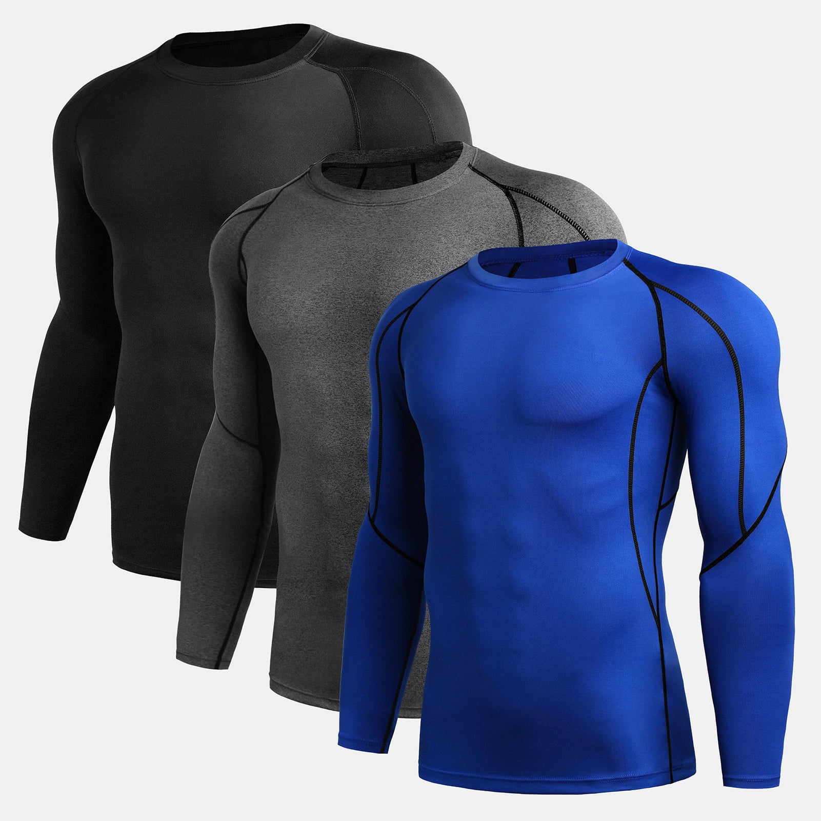 TFixol Camisas de compresión para hombre 3 piezas Capa base elástica de ...