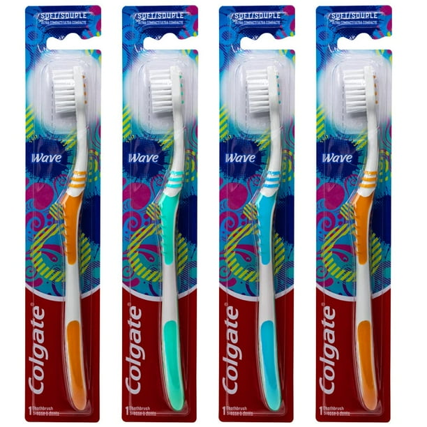 Colgate Wave Toothbrush, Ultra Compact , Soft (Colors Vary) - Pack of 4 ...