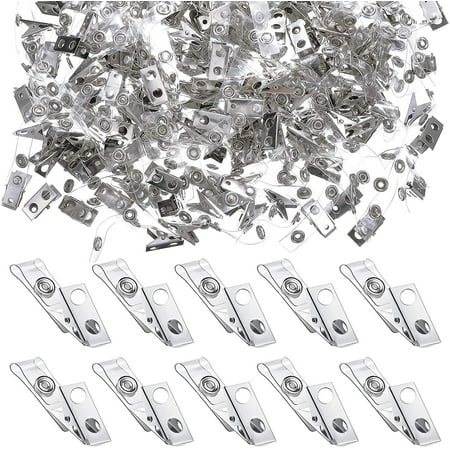 Metal Badge Clips Double Hole Metal Badge Clips with Clear PVC Straps ...