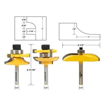 Rail & Stile With Panel Bit Router Bit Set - Ogee - 1/2" Shank - Yonico ...