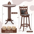 Costway 3 PCS Wood Bar Dining Set Table with Pedestal Base & 2 ...