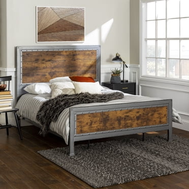 Noble House Summer Rustic Wooden Queen Platform Bed, Rustic Gray ...
