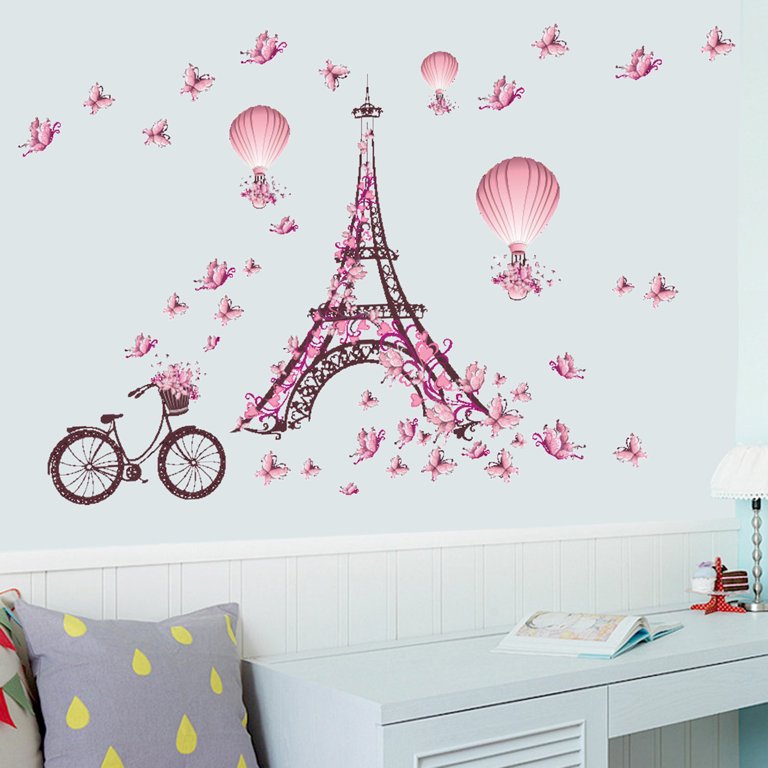Pink Eiffel Tower Wall Sticker