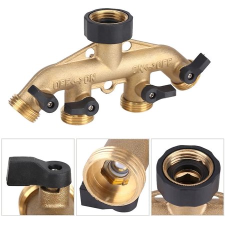 4-way Hose Distributor Made Of Solid Brass, With Shut-off Valve, Tap ...