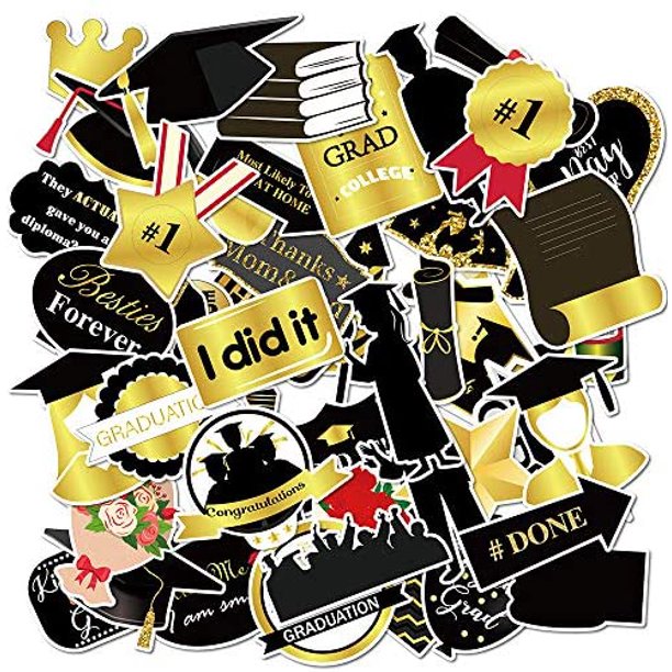 Graduation Stickers 2022-50 PCS Waterproof Grad Party Favor Stickers ...