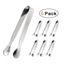 ReaNea Silver Stainless Steel Mini Serving Tongs Set of 6 for Party ...