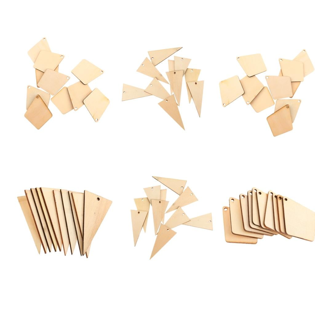 60 Piezas De Formas Geométricas De Madera Para Artesanías, De Madera ...