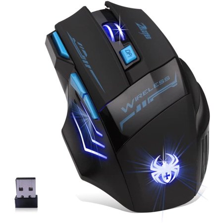 Wi eless Optical Gaming Mouse, 2.4GHZ 4 DPI Adjustable USB Gaming Mice ...